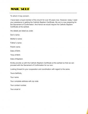 Catholic Baptism Certificate: How To, Templates & Examples | Mail To Self