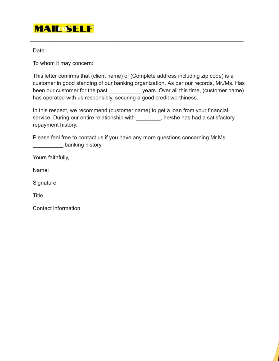 Credit Reference Letter for Banks: How To, Templates & Examples | Mail ...