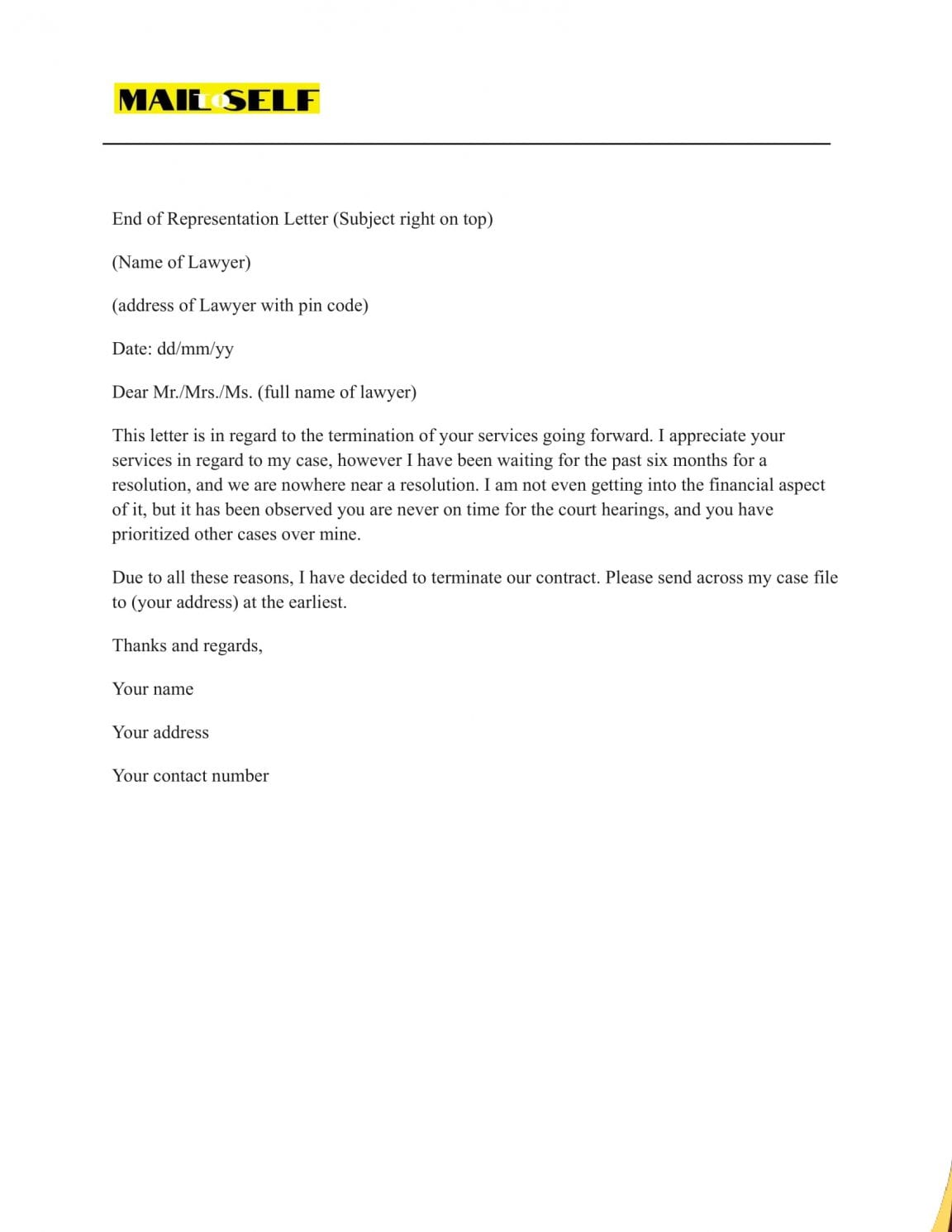 End of Representation Letter: How To, Templates & Examples | Mail To Self