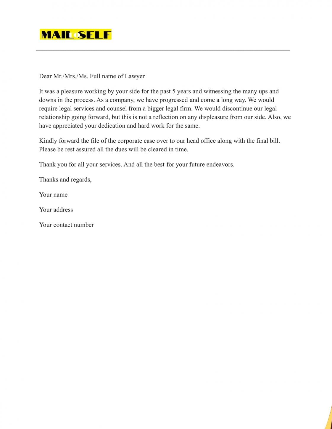End of Representation Letter: How To, Templates & Examples | Mail To Self