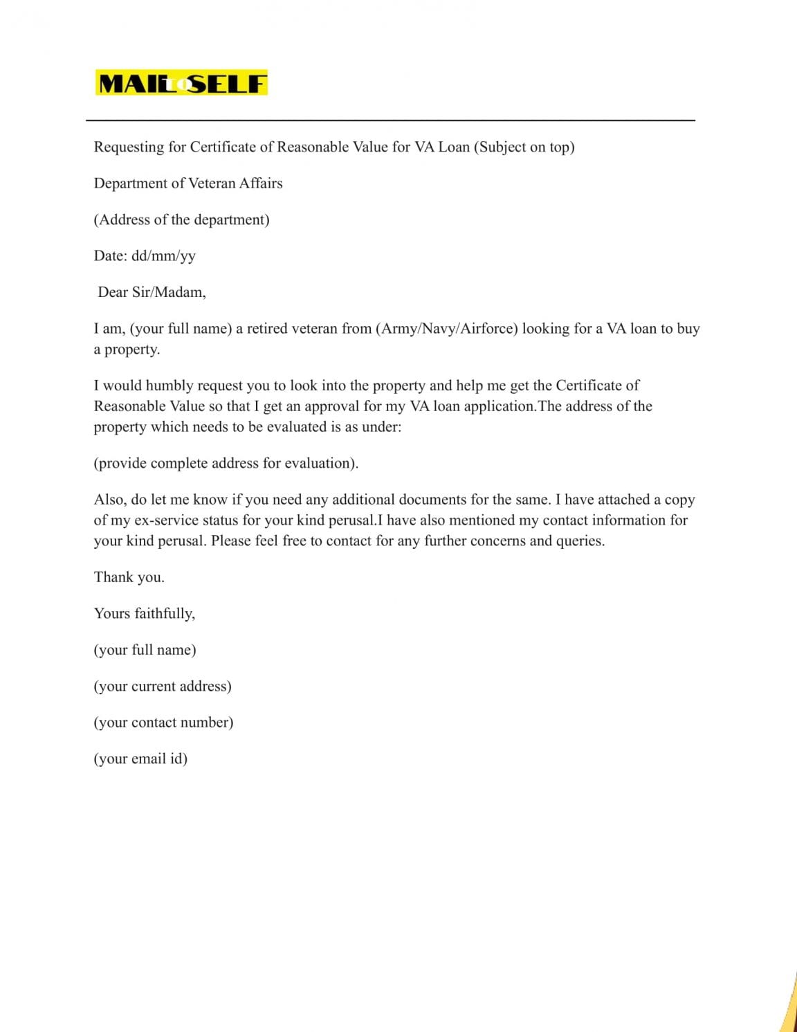 Certificate of Reasonable Value For a VA: How To, Templates & Examples ...