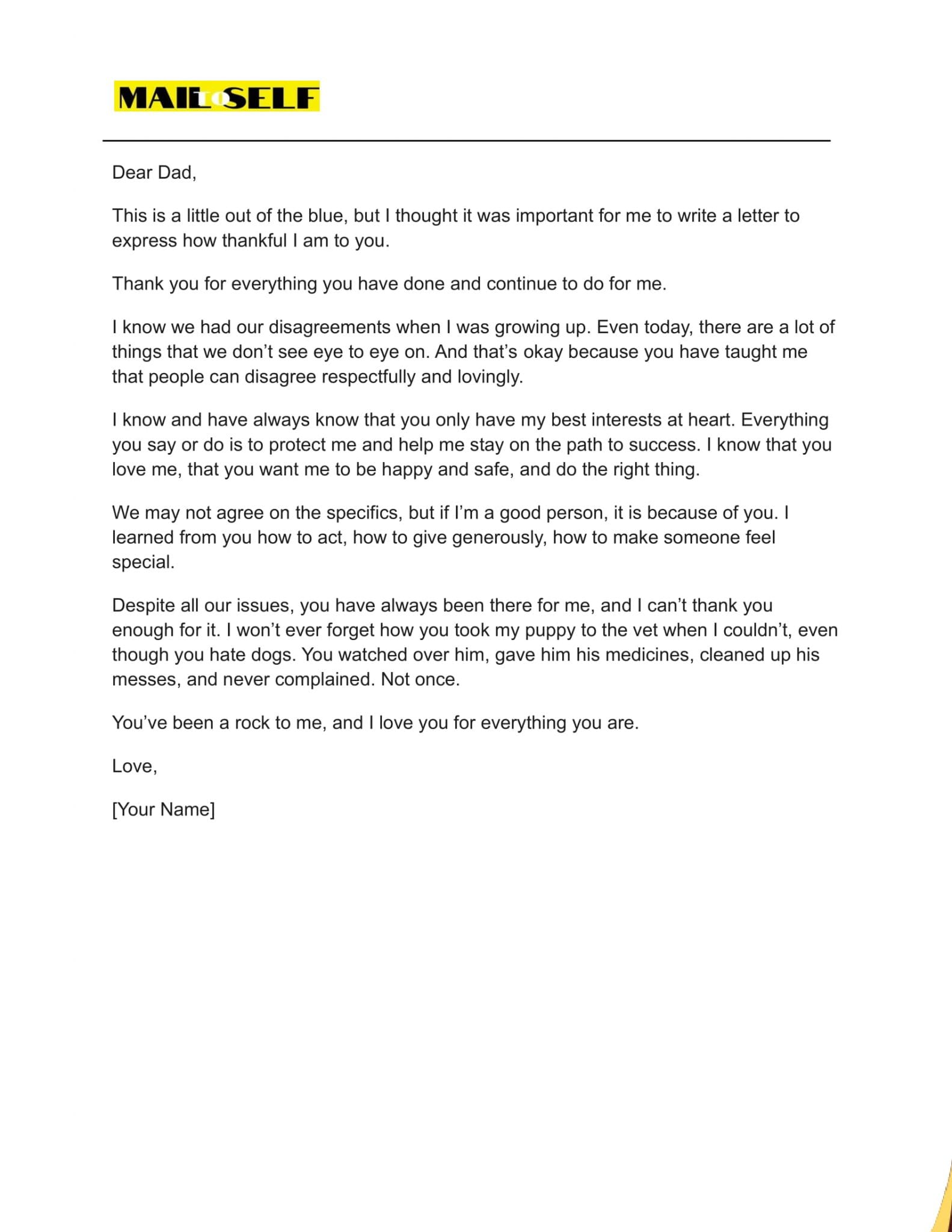 Thank You Letter To Dad: How To, Templates & Examples | Mail To Self